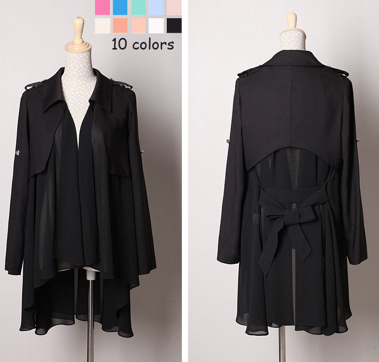 10 Color Outerwear Chiffon Coat Spring Women Jacket Chiffon Top Dress ...