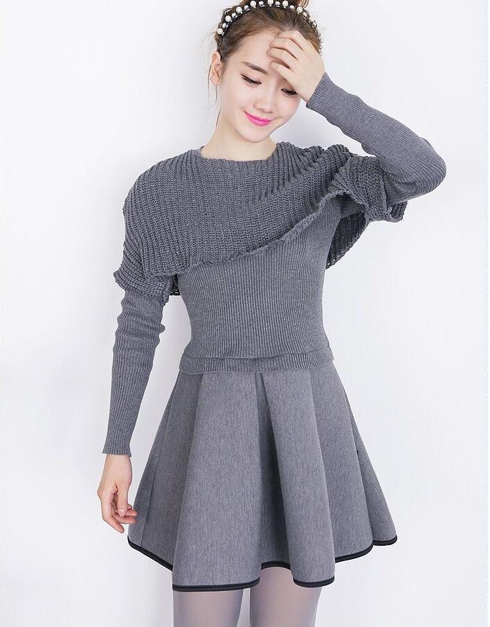 Sweet Knit Patchwork Cotton One Piece Dress (2 Color) on Luulla